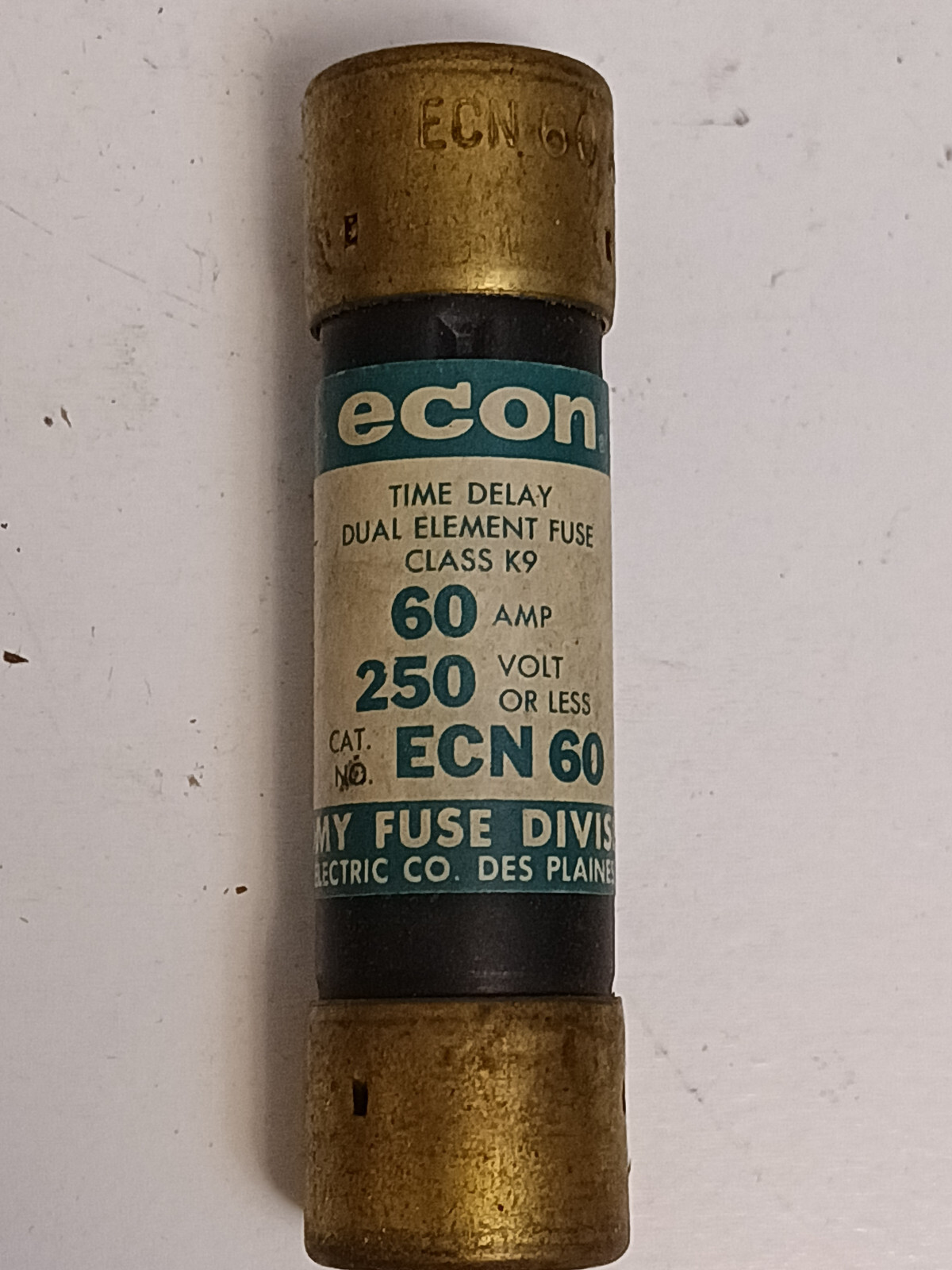 econ 60 amp 250 volt ECN 60 ECN60 class K9 dual element fuse time delay ...
