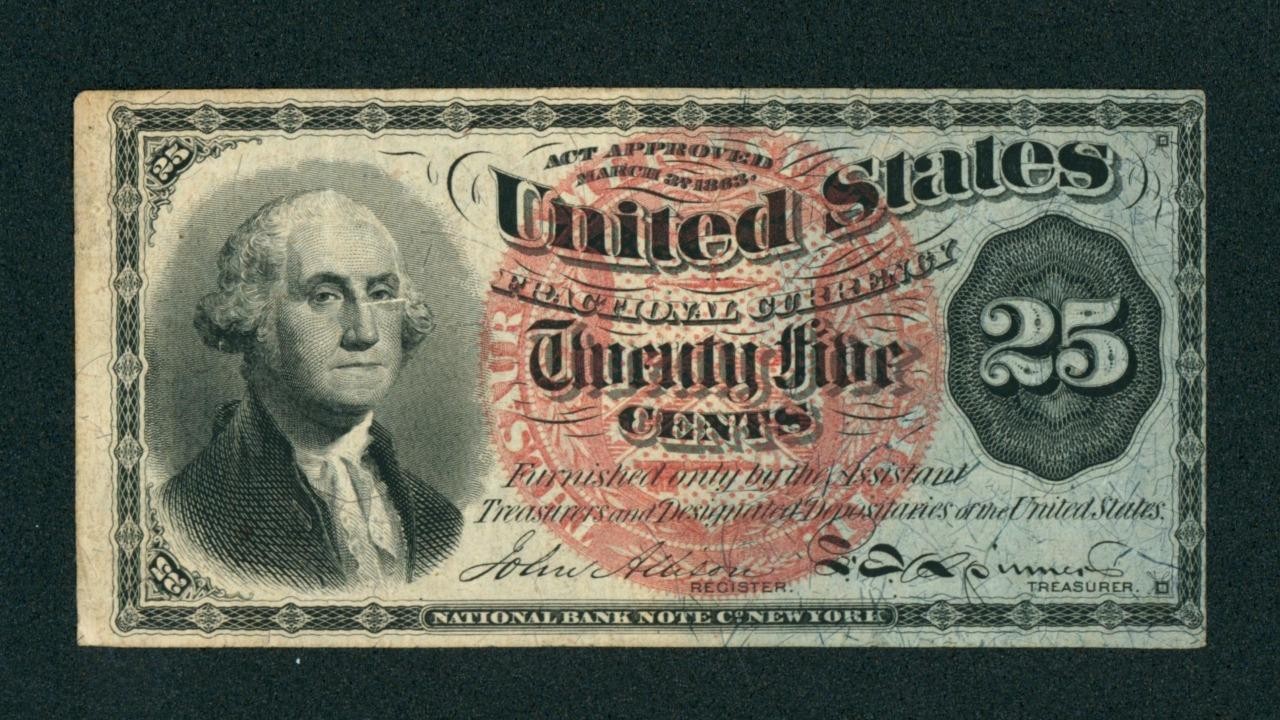 25¢ Cents Fourth Issue U.S. Fractional Currency ** PAPER CURRENCY ...