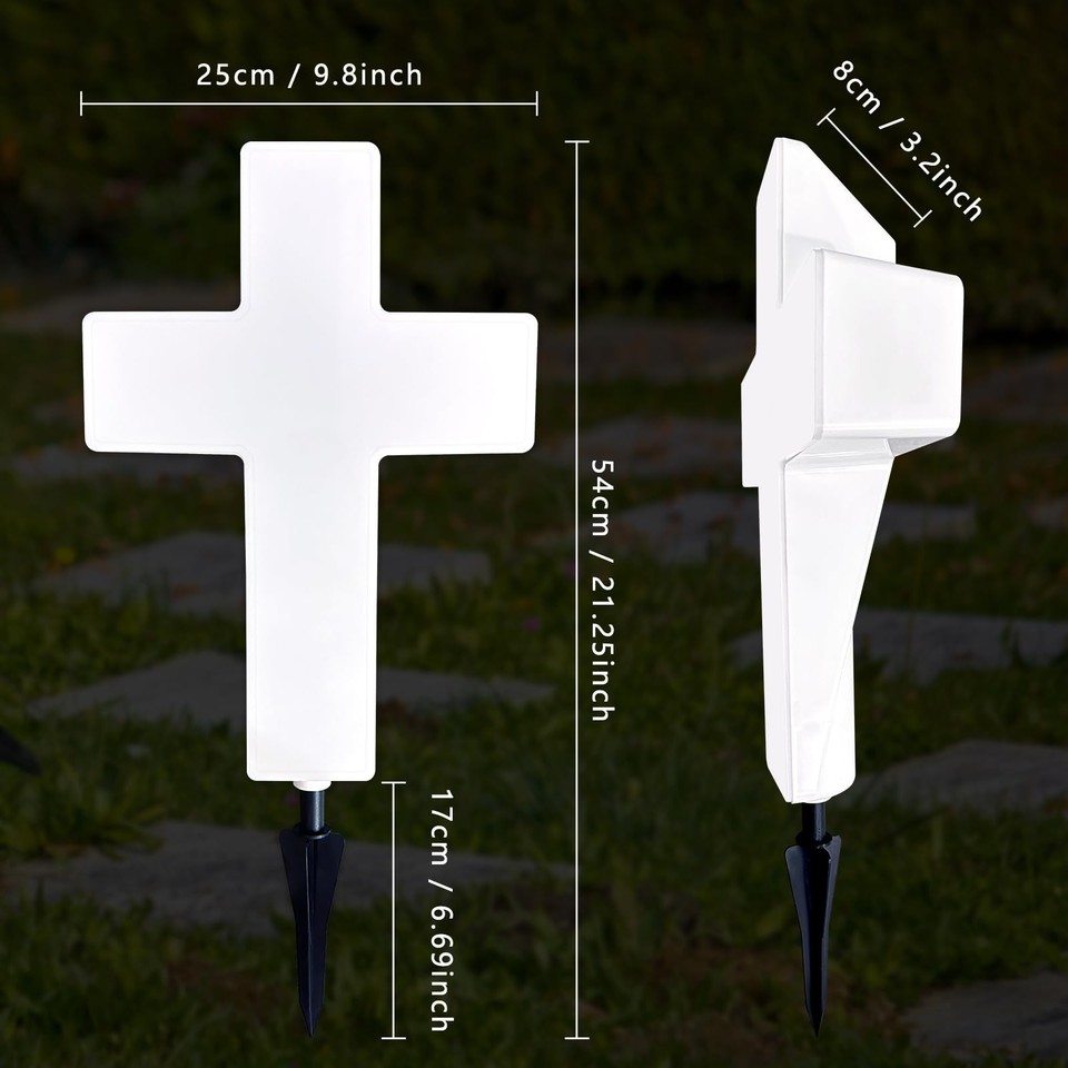 Solar Cross Light White Grave LED Light Garden Decorations Lamp ...