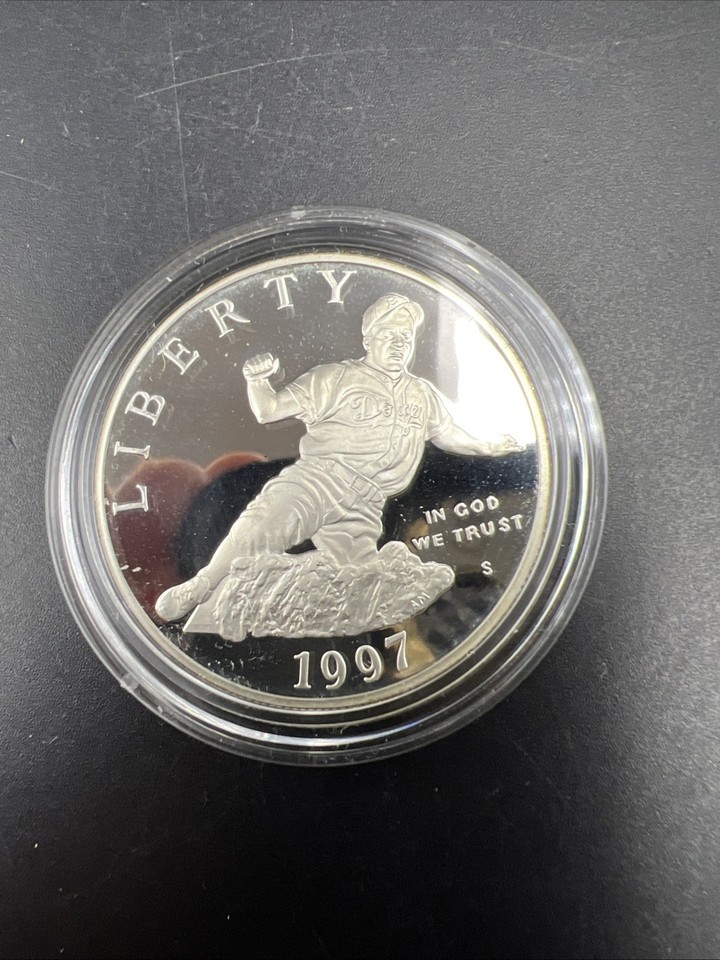 1997 Jackie Robinson MLB Baseball Dodgers Commemorative Silver Dollar ...