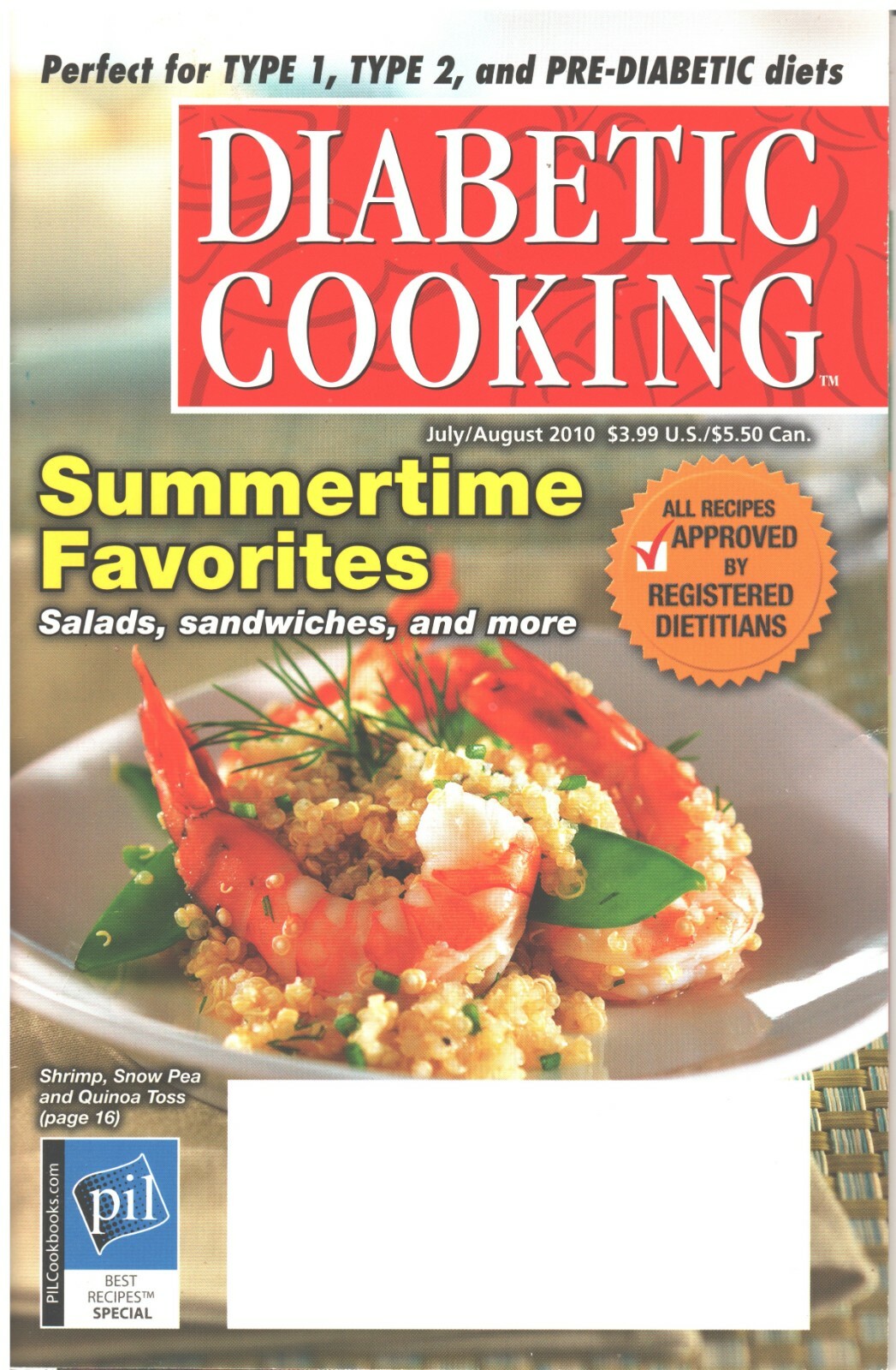 DIABETIC COOKING Magazine July August 2010 Summertime Favs Salads ...