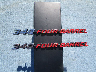 MoPar 70 71 72 73 Challenger Hood Emblems R/T 340 Four Barrel pair | eBay