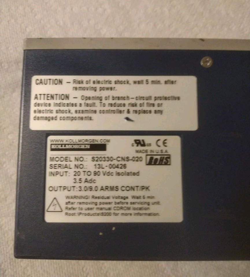 KOLLMORGEN S20330-CNS-020 CNS Servo Drive Controller 20-90 Vdc. | eBay