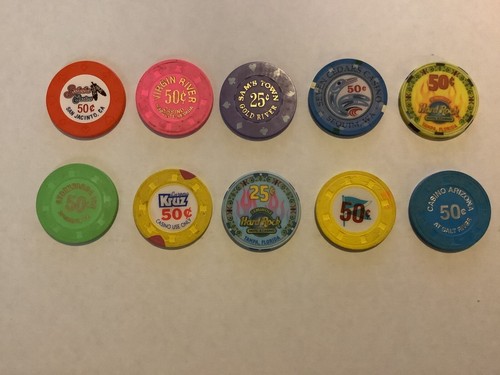 Lot of 10 Different 25 and 50 cent Casino Chips | eBay