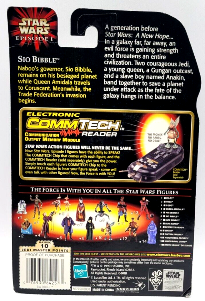 STAR WARS EPISODE 1 SIO BIBBLE ACTION FIGURE COMMTECH THE PHANTOM ...