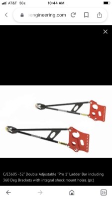 32″ Double Adjustable “Pro 1” Ladder Bar W/shock Mounts C/E3605 | eBay