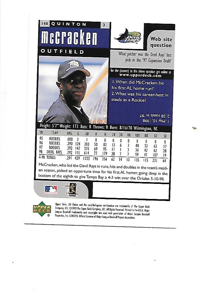 1999 Upper Deck UD Choice - #148 Quinton McCracken for sale online | eBay