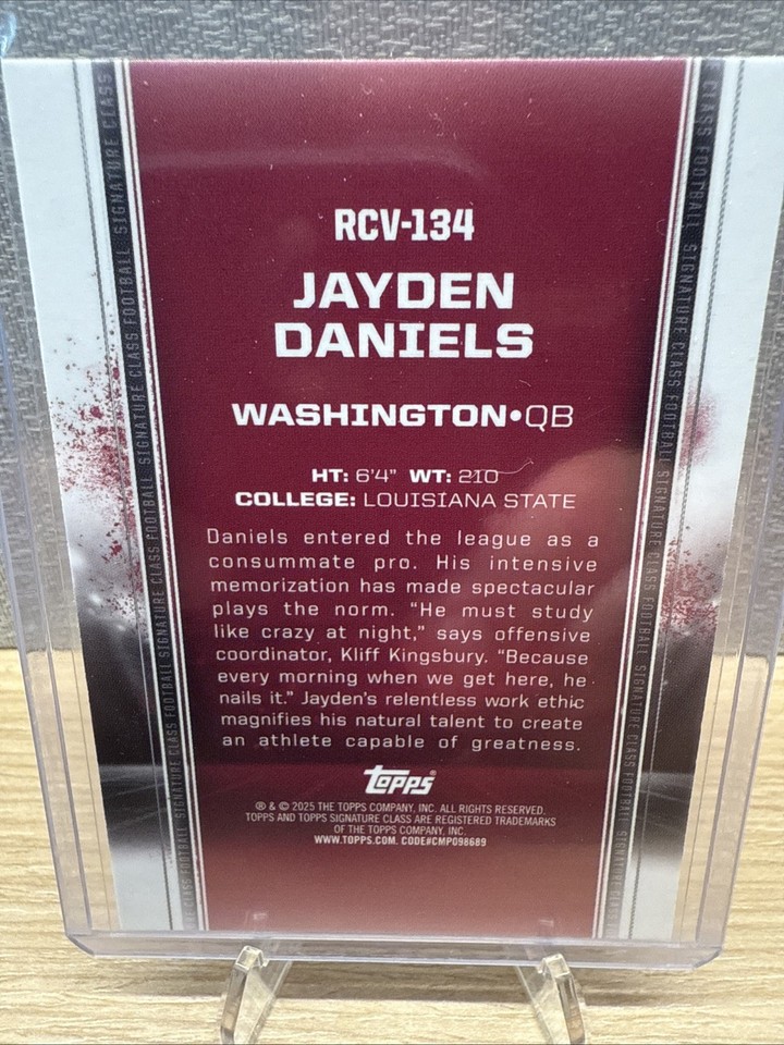 2024 Topps Signature Class Jayden Daniels RC Pandora SP RCV-134 Wash ...