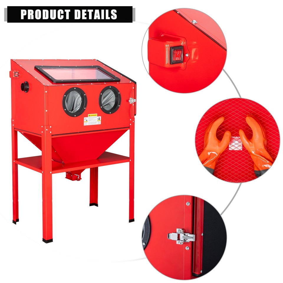 60 GAL SandBlaster Cabinet Bench Top Sand Blaster Large Blast Garage ...