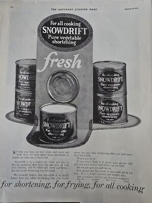 1919 Snowdrift pure vegetable shortening airtight cans tins Vintage ...