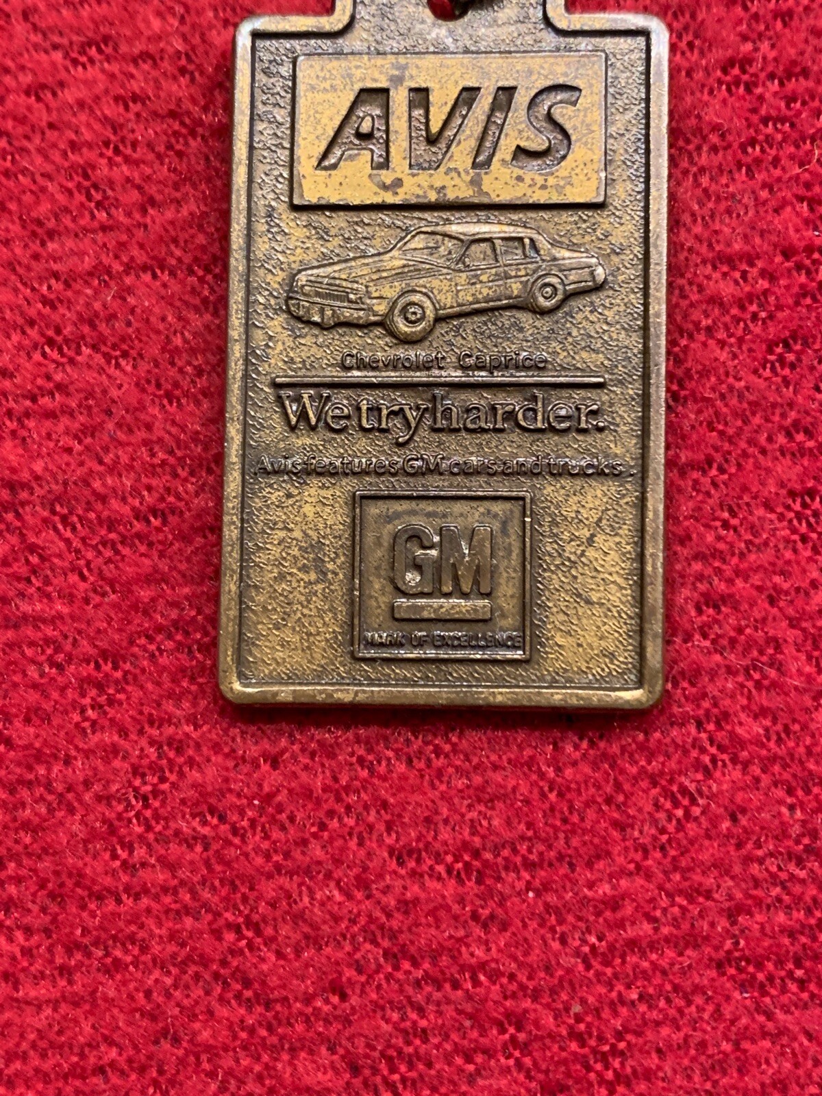 Vintage AVIS “WE TRY HARDER “ GM Rental Car Key Chain | eBay