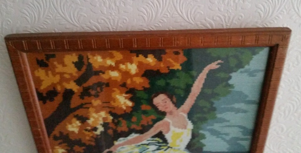 Royal Paris Completed Framed Needlepoint Ballerina Ballet Wood Frame ...