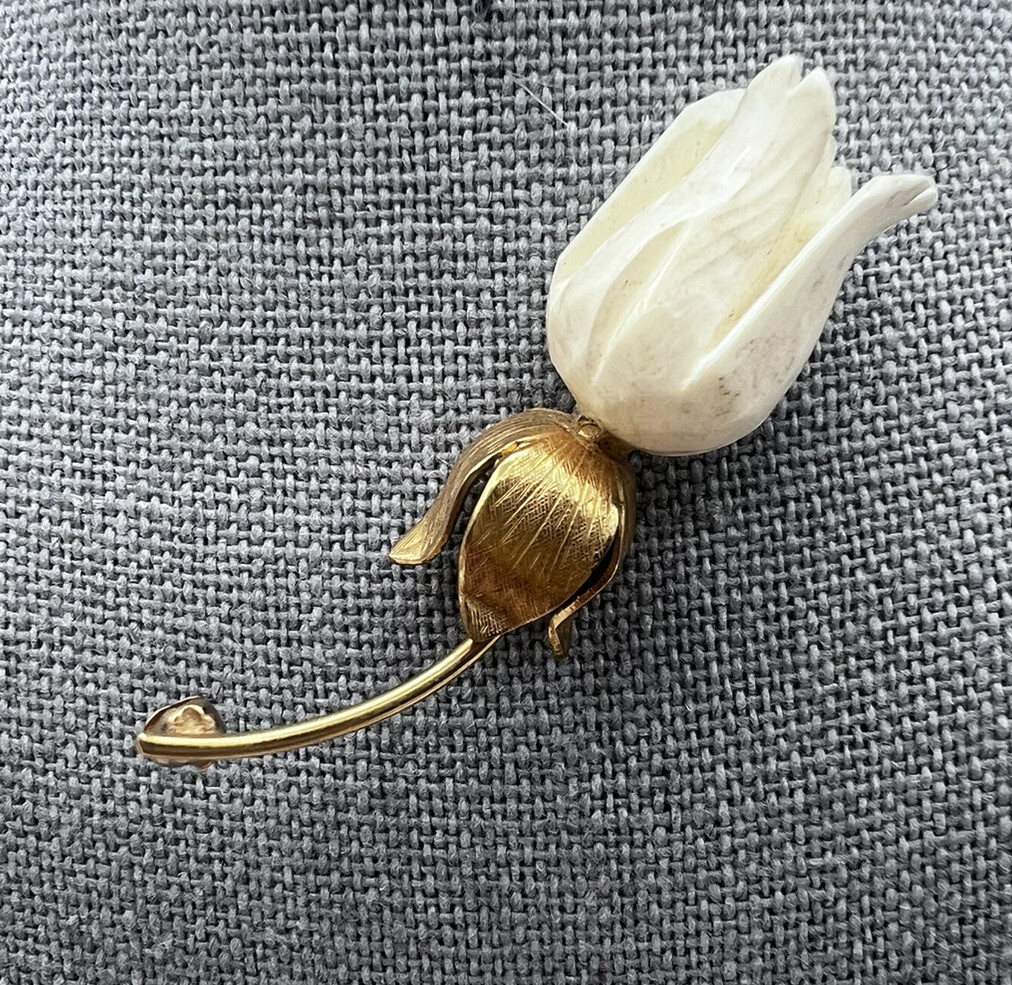 vintage wells 14K GF brooch pin Rose Signed SS518 - Gem