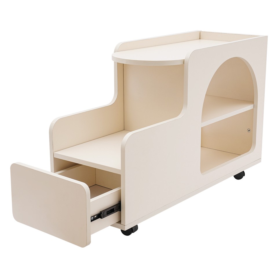 3-Tier Rolling Cart Storage Organizer Mobile Trolley Sofa Side Table w ...