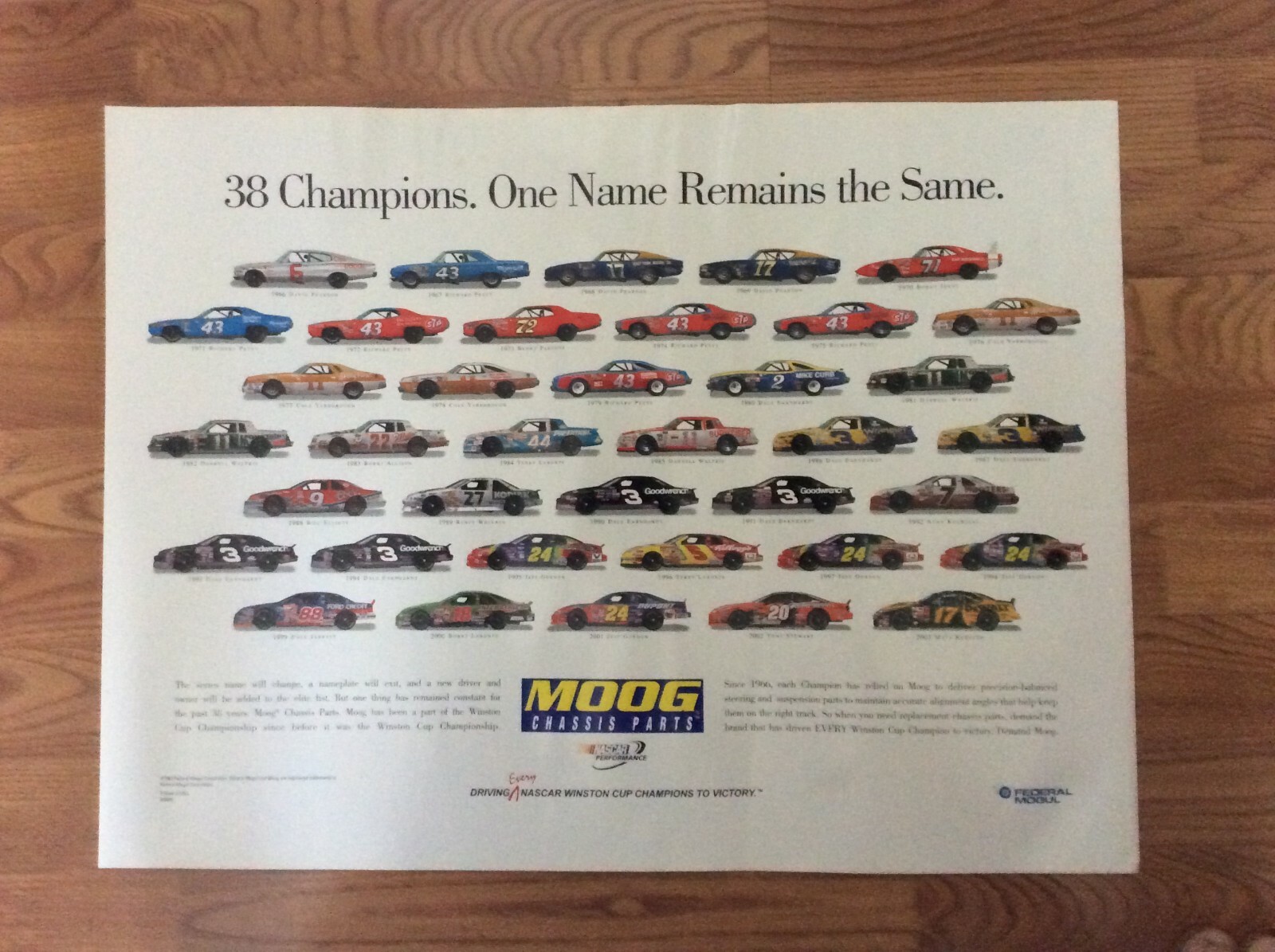 NASCAR CHAMPION MOOG POSTERS Multiple Years 31,33,35 To 41 and 45 To 52 ...