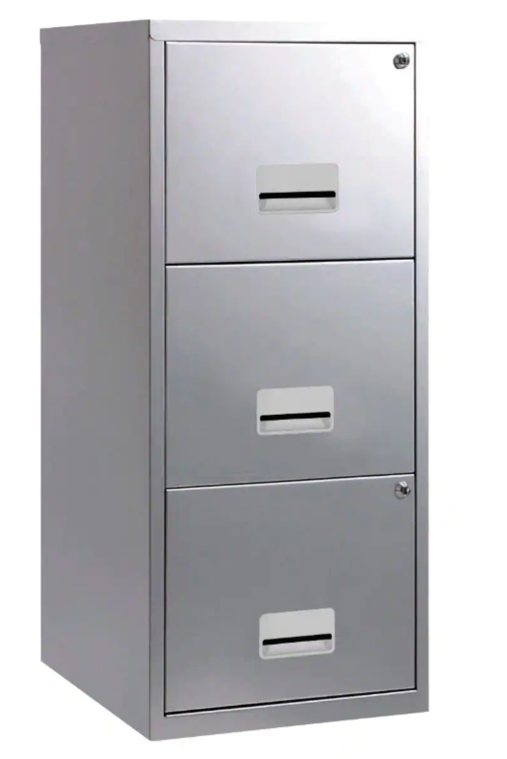 3 DRAWER 'PIERRE HENRY' STEEL SILVER MAXI FILING CABINET A4 / NEW +FREE ...