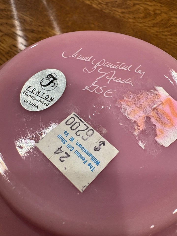 Fenton Glass Hand Painted Powder/ Trinket Dish Charleton Collection ...