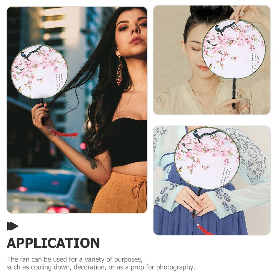 2 Pcs Wedding Dancing Party Fans Vintage Chinese China Round Ancient ...