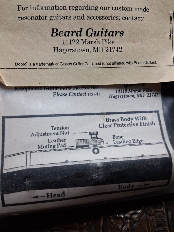 Beard Brass Capo for Dobro, Weissenborn, Hawaiian Lap Steel Resonator ...