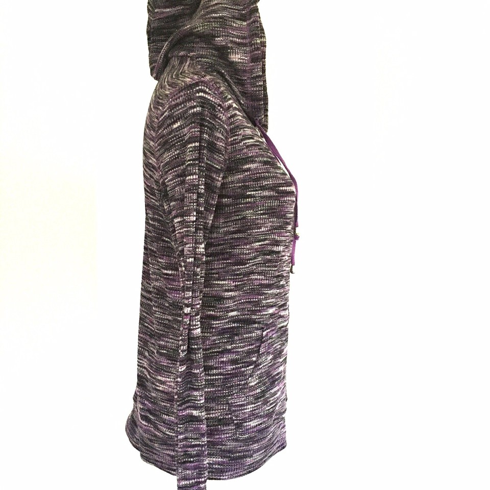 Made For Life Women's Purple Marbled Light Stretchy Jacket Hooded Full ...