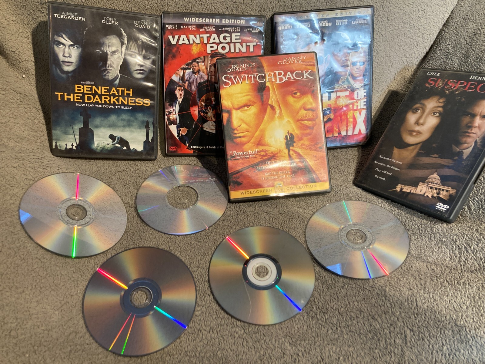 Lot of 5 Dennis Quaid DVDs: Vantage Pt, Flight Phoenix, Switchback ...
