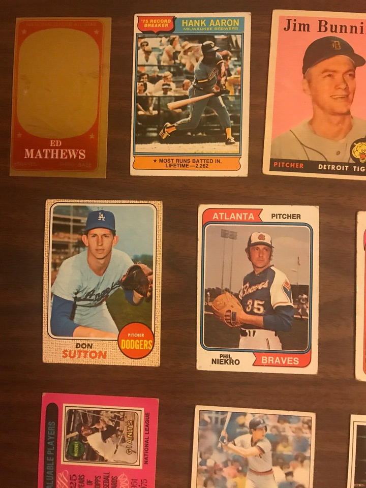 Vintage Baseball Cards HOF Lot HANK AARON EDDIE MATHEWS WILLIE MAYS DON ...