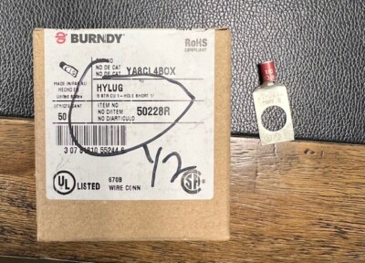 Box Of 50 Burndy YA8CL4BOX - 8 STR CU 1-HOLE 1/2 | eBay