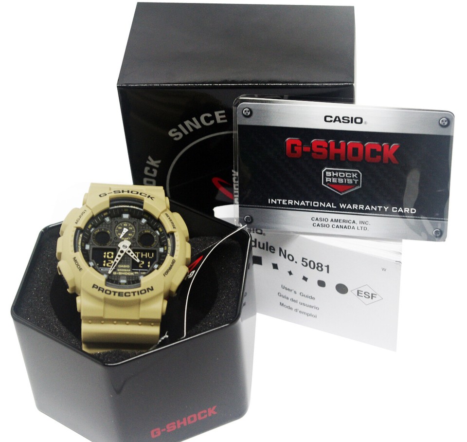 Casio GA100L-8A G-Shock Black Analog Digital Beige Resin Band Watch | eBay