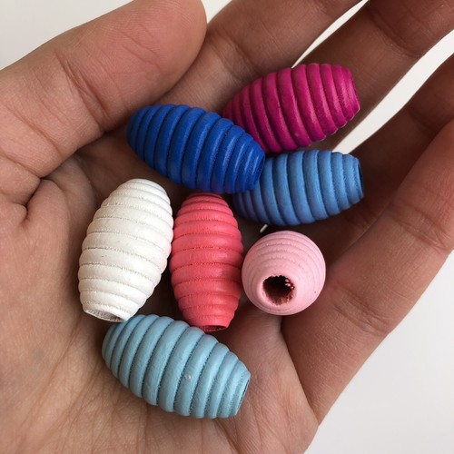 25X Beehive Wood Bead 25x14mm Big Oval Wooden Macrame Craft Pastel ...
