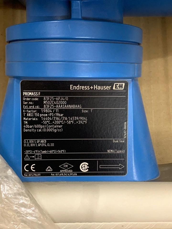 Endress+Hauser / PROMASS 83 / Flowmeter / 83F25-6PJ4/0 / 1" | eBay