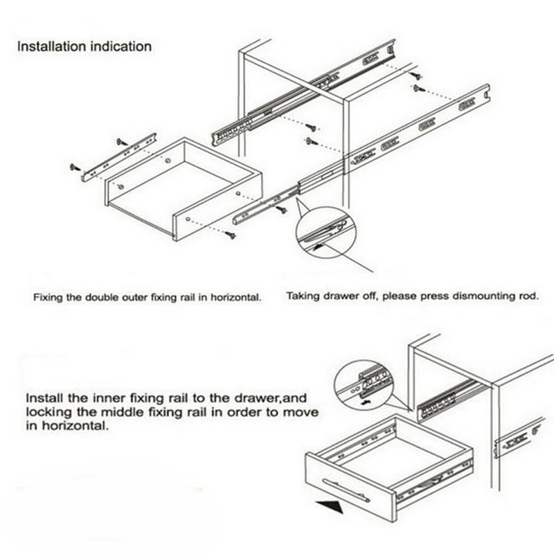 Probrico Soft Close Full Extension Drawer Slides Ball Bearing Side or ...