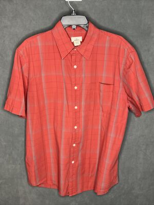 Dockers Mens Short Sleeve Red Gray Plaid Button Down Shirt Cotton | eBay