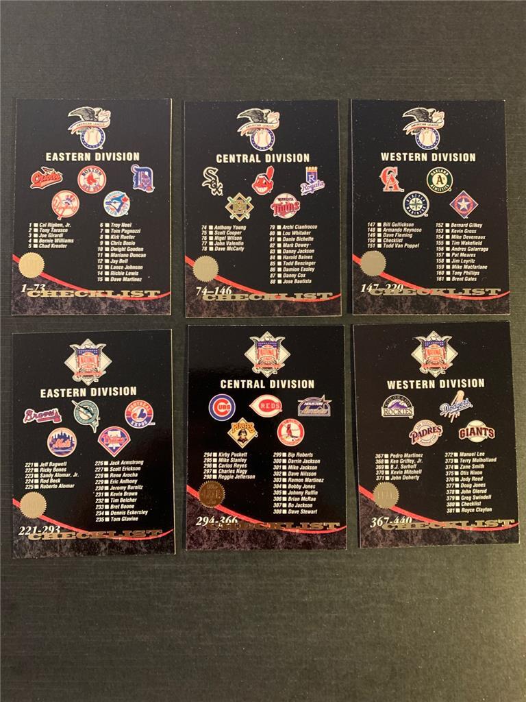 1994 Leaf Baseball Checklist Set 6 Cards | eBay