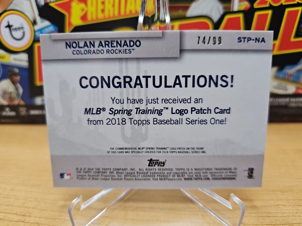 2018 Topps MLB Spring Training Logo Patch- Blue /99 Nolan Arenado #STP ...