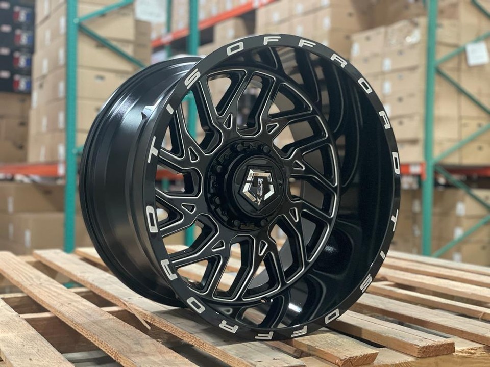 (1)20x10 TIS 544BM Black Mill Rims Wheels Fit 8lug Chevy Dodge 2500 8x6 ...