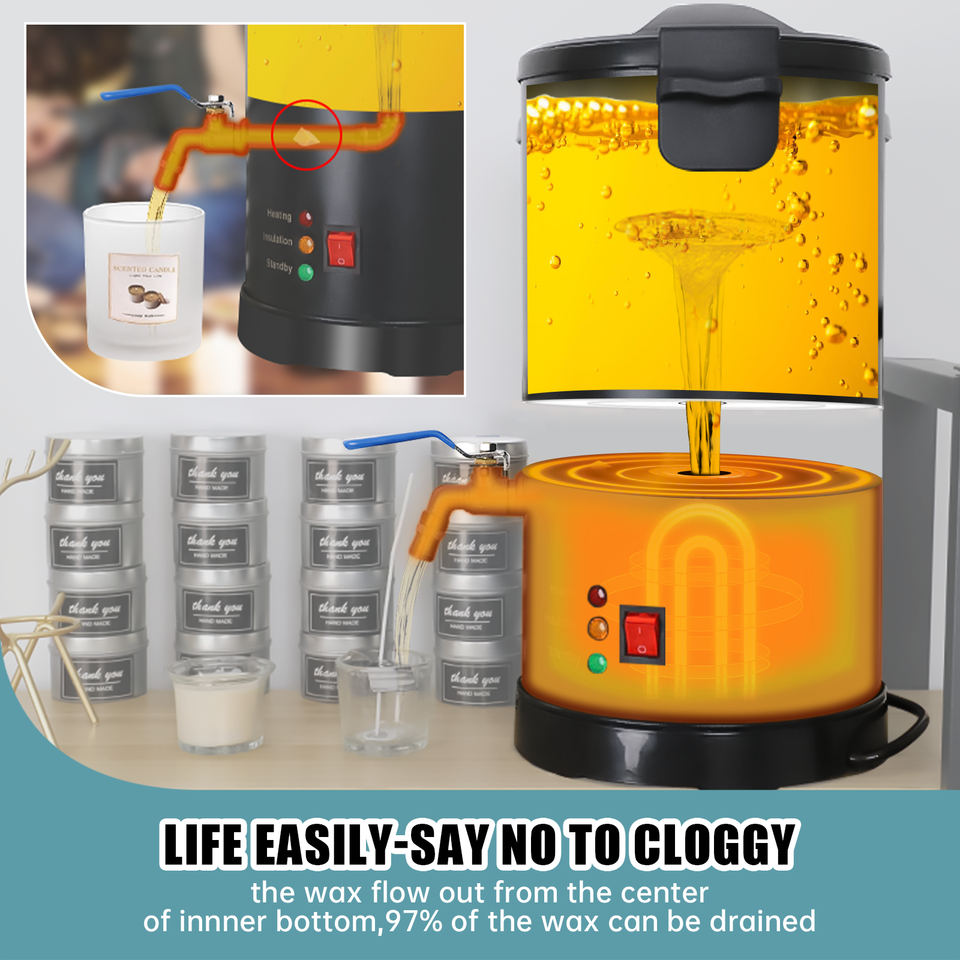 Wax Melter Candle Making Holds 5.5 Qts of Melted Easy Pour Valve 5L ...