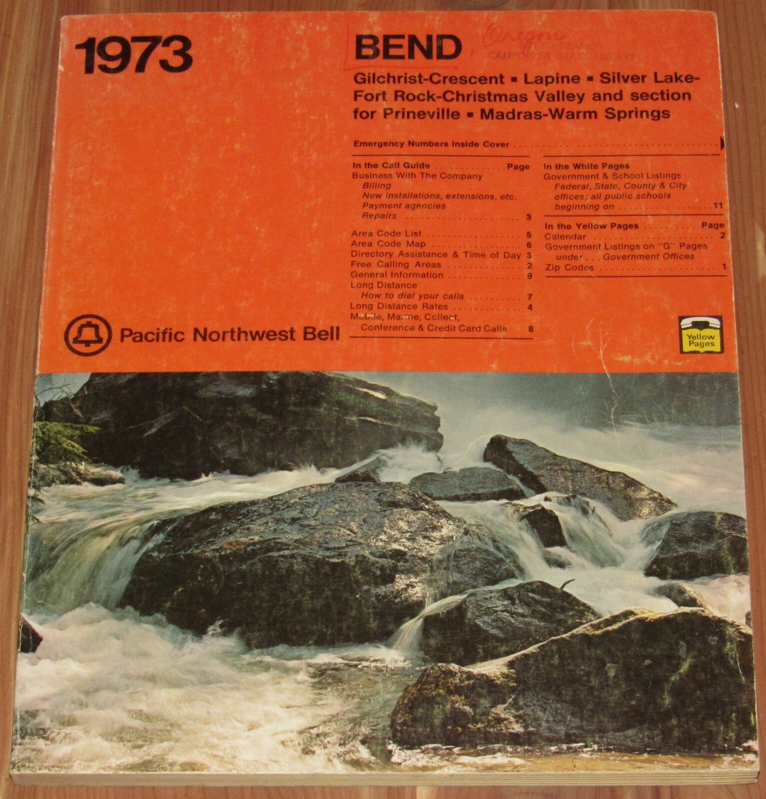 1973 OREGON TELEPHONE DIRECTORY, AREA CODE 503, BEND, GILCHRIST, LA ...