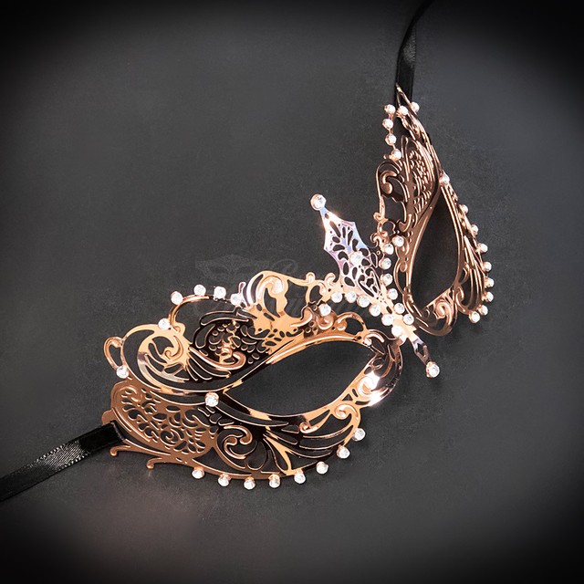 Rose Gold Extravagant Elegant Mask Venetian Party Prom Ball Masquerade ...