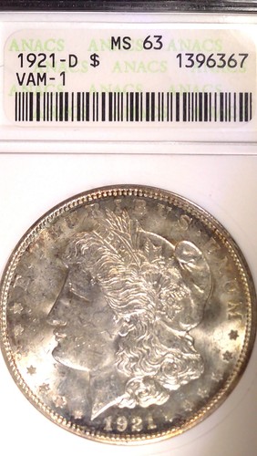 1921-D Denver Morgan Silver Dollar $1 VAM-1 ANACS MS 63 | eBay