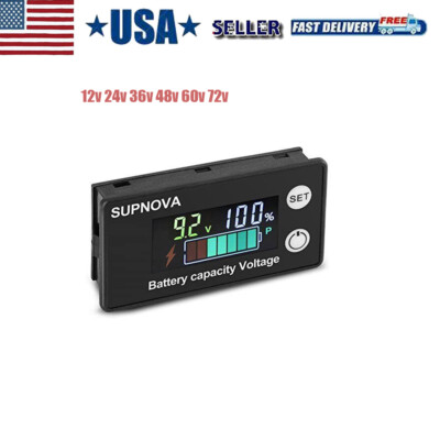 LCD Display DC Battery Monitor Meter 12v 24v 36v 48v 60v 72v For Car RV ...