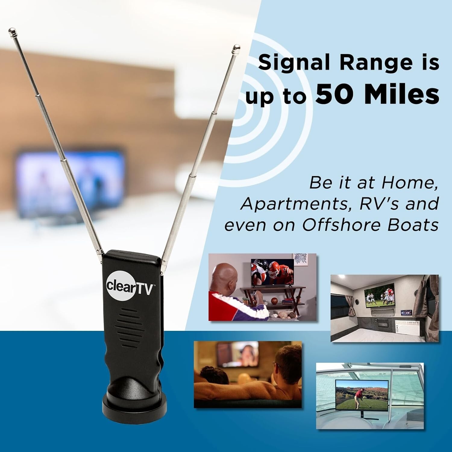 Clear TV Antenna Premium HDTV Digital Free Channel Indoor Antenna with ...