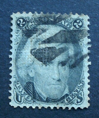 USED 1867 F GRILL #93 2c black Lincoln (Good Margins) VERY FINE 2c F ...