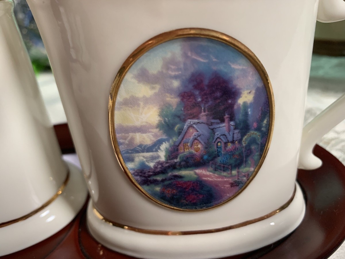 Thomas Kincaid sugar and creamer On Wood Platter | eBay Thomas Kincaid sugar and creamer On Wood Platter | eBay