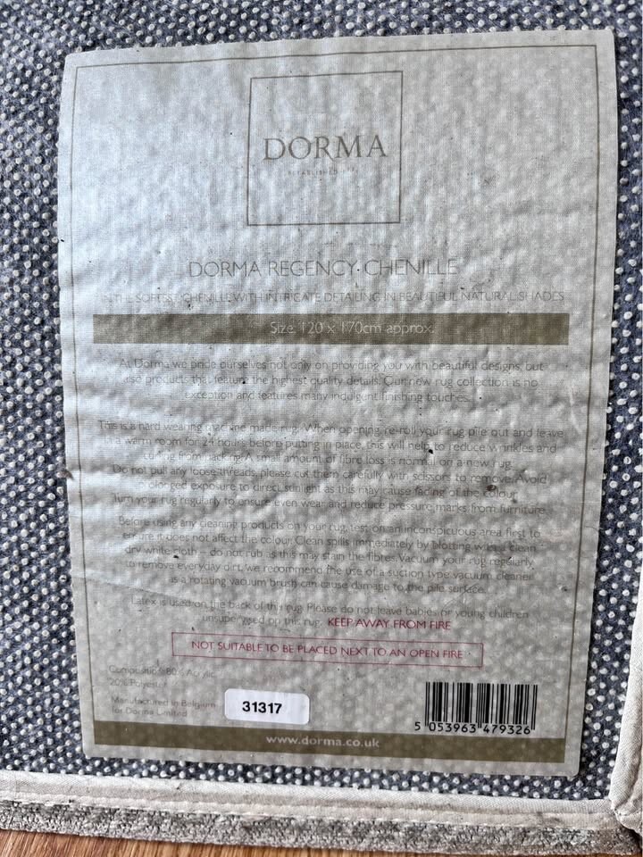 Dorma Regency Chenille Rug 120cm x 170cm | eBay UK