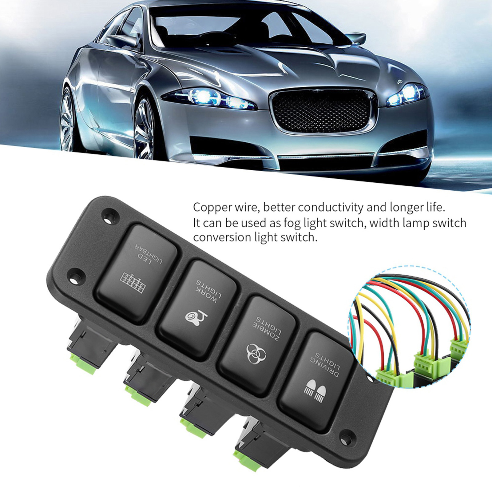 4 Switch Panel Driving Light Blu ray Switch Push Button for Hailax Cool ...