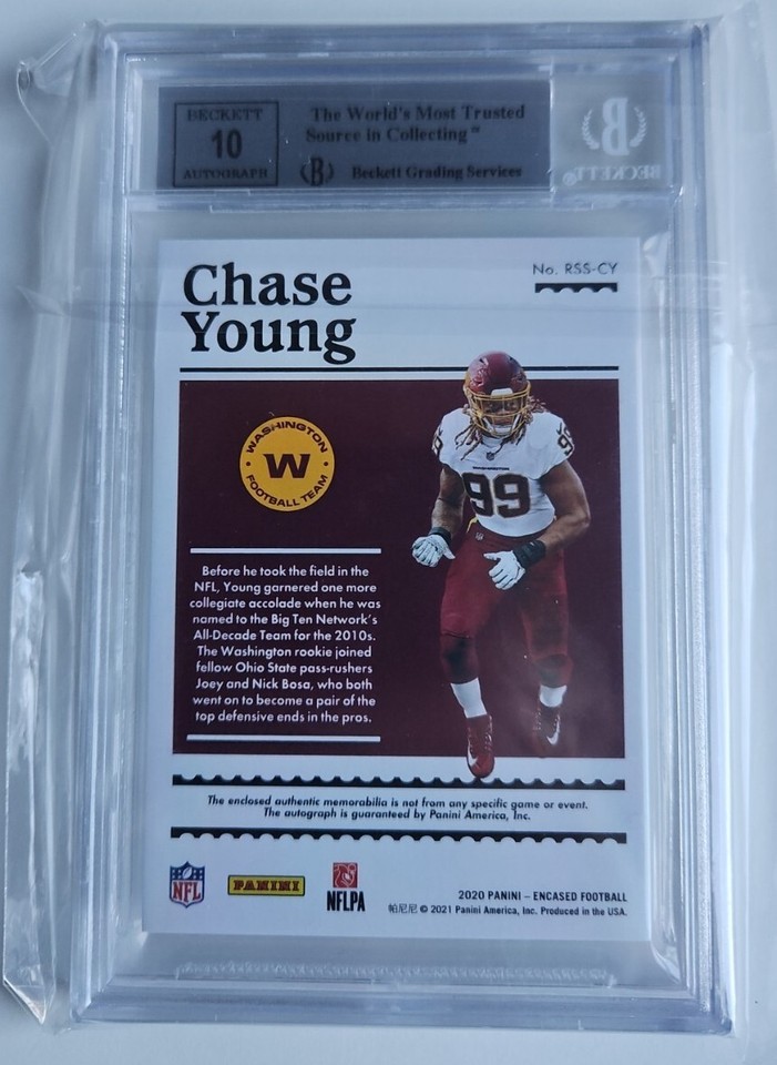 2020 Panini Encased Chase Young Rookie Dual Swatch Sigs /50 BGS 9 | eBay
