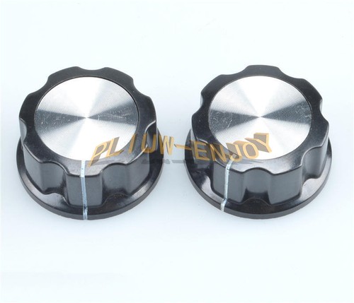 10Pcs Black Silver Tone 16mm Top Rotary Knobs for 6mm Dia.Shaft ...