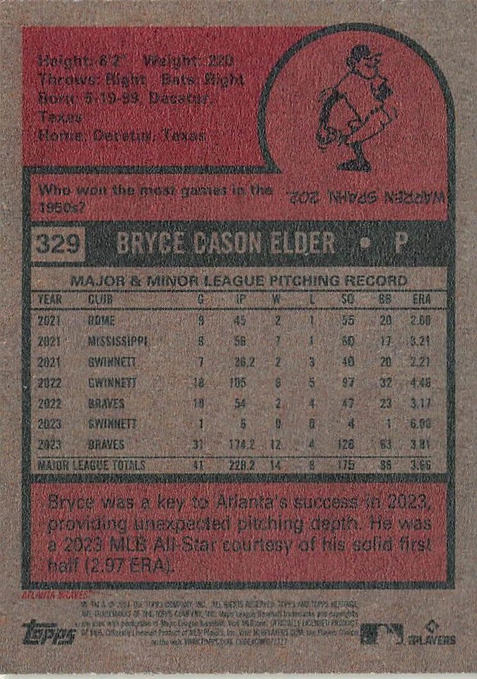 2024 TOPPS HERITAGE (#329) - BRYCE ELDER | eBay
