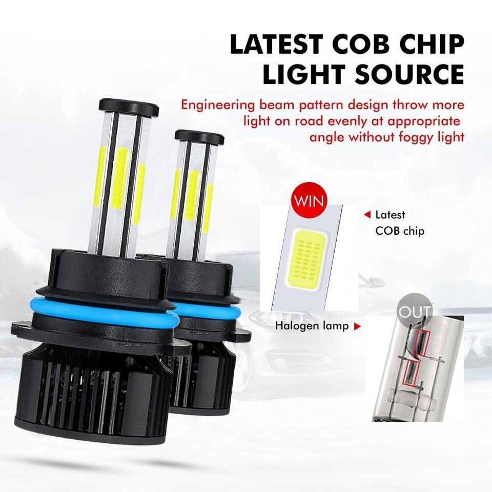 6-sides 9007 LED Headlights Bulbs Car Truck Kit High Low Beam 6500K ...