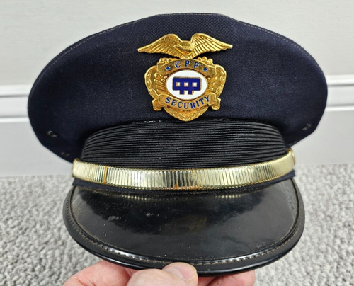 Vintage Obsolete CPP Pinkerton Security Hat & Gold & Enamel Badge Size ...